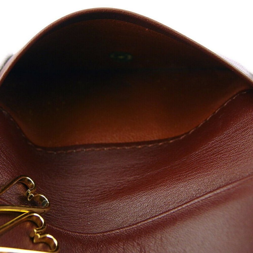 Auth Saint Laurent Key Case Ysl Logo Bordeaux Leather - Gem